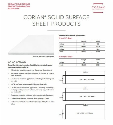 Corian SS Sheet Products - SolidSurface Designs